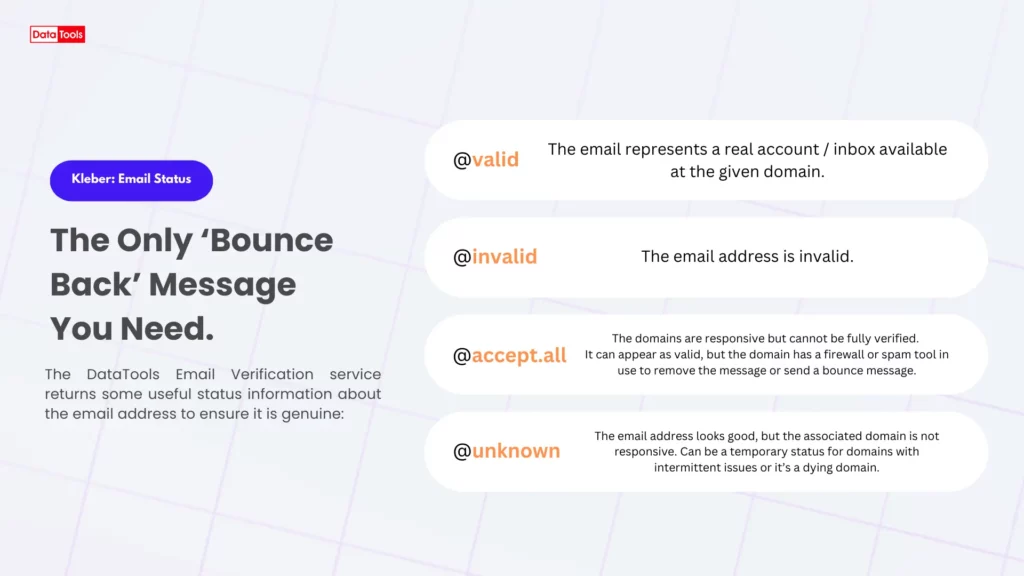 Kleber: Email Validation | DataTools Kleber: Email Validation | DataTools
